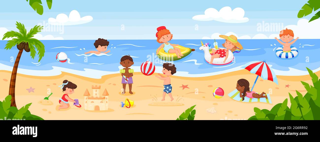 Kids having fun in the water Stock Vector Images - Alamy