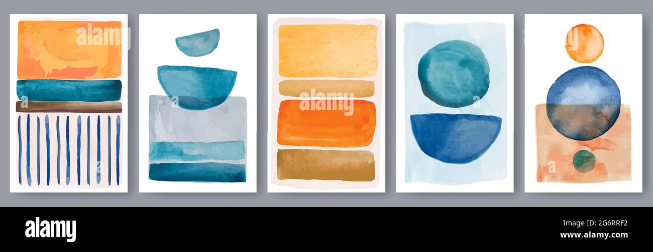Geometric watercolor posters. Contemporary boho print with hand painted ...