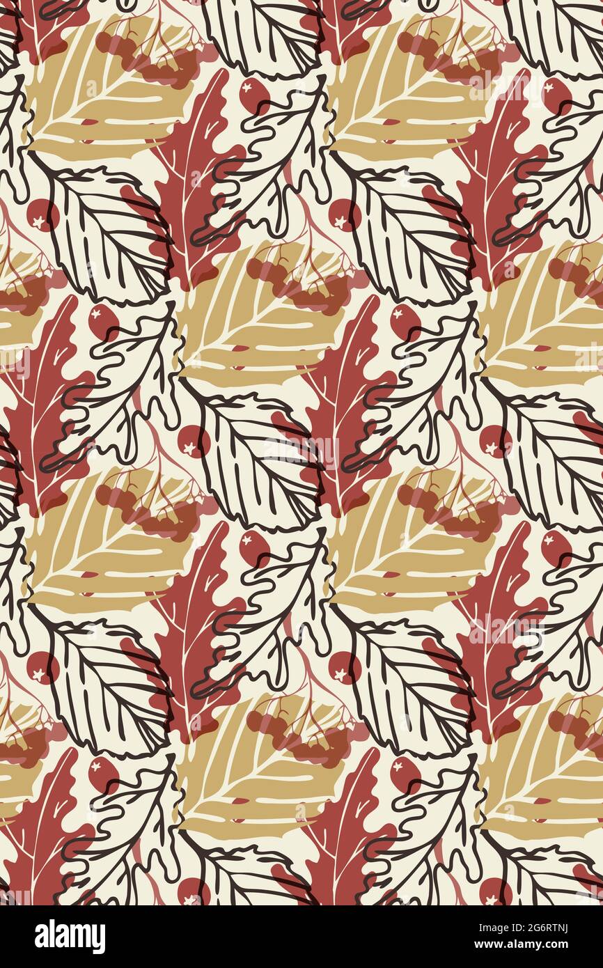 Falling leaves vector seamless pattern. Autumn camouflage backdrop ...