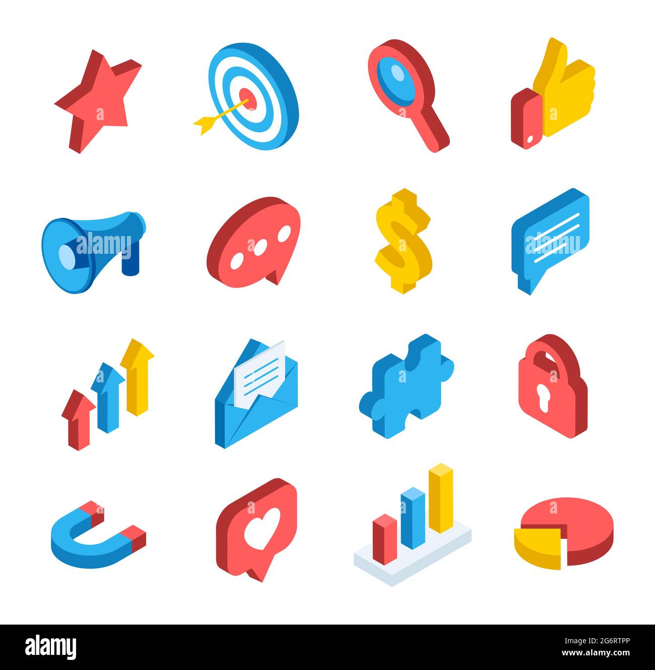 Isometric social marketing. Digital networking, mobile application ...