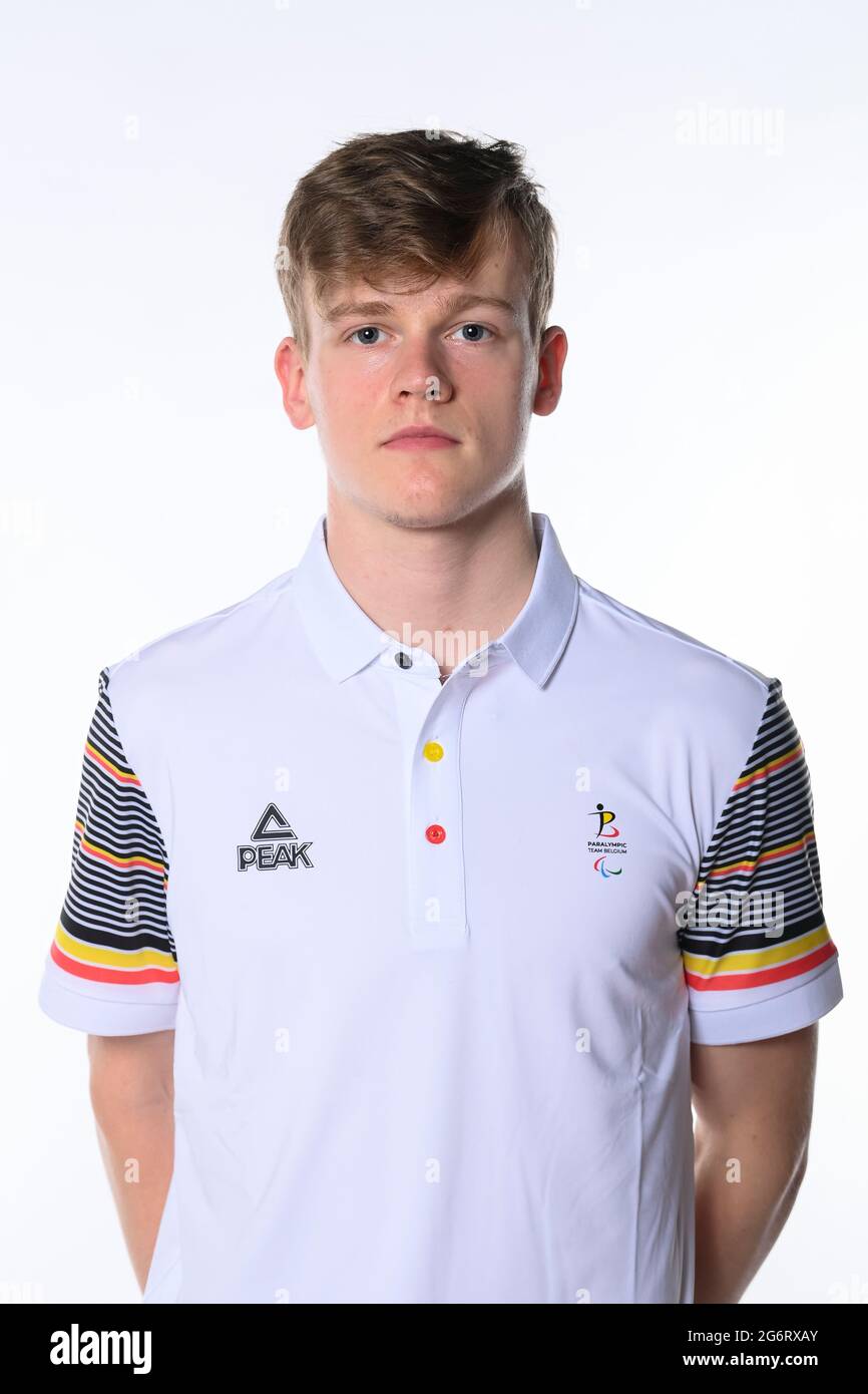 Belgian table tennis player Laurens Devos poses for the photographer at ...