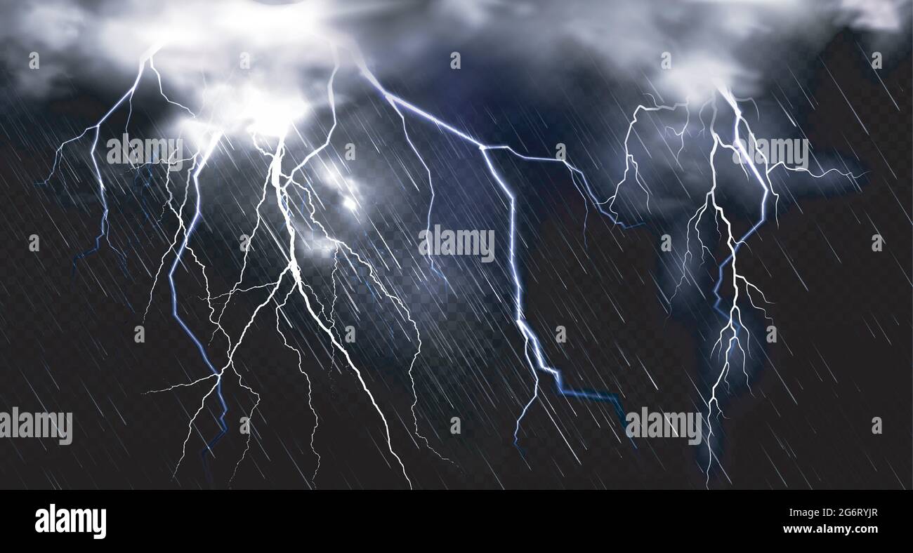 Lightning strike. Rain image with dark clouds Stock Vector Image & Art ...