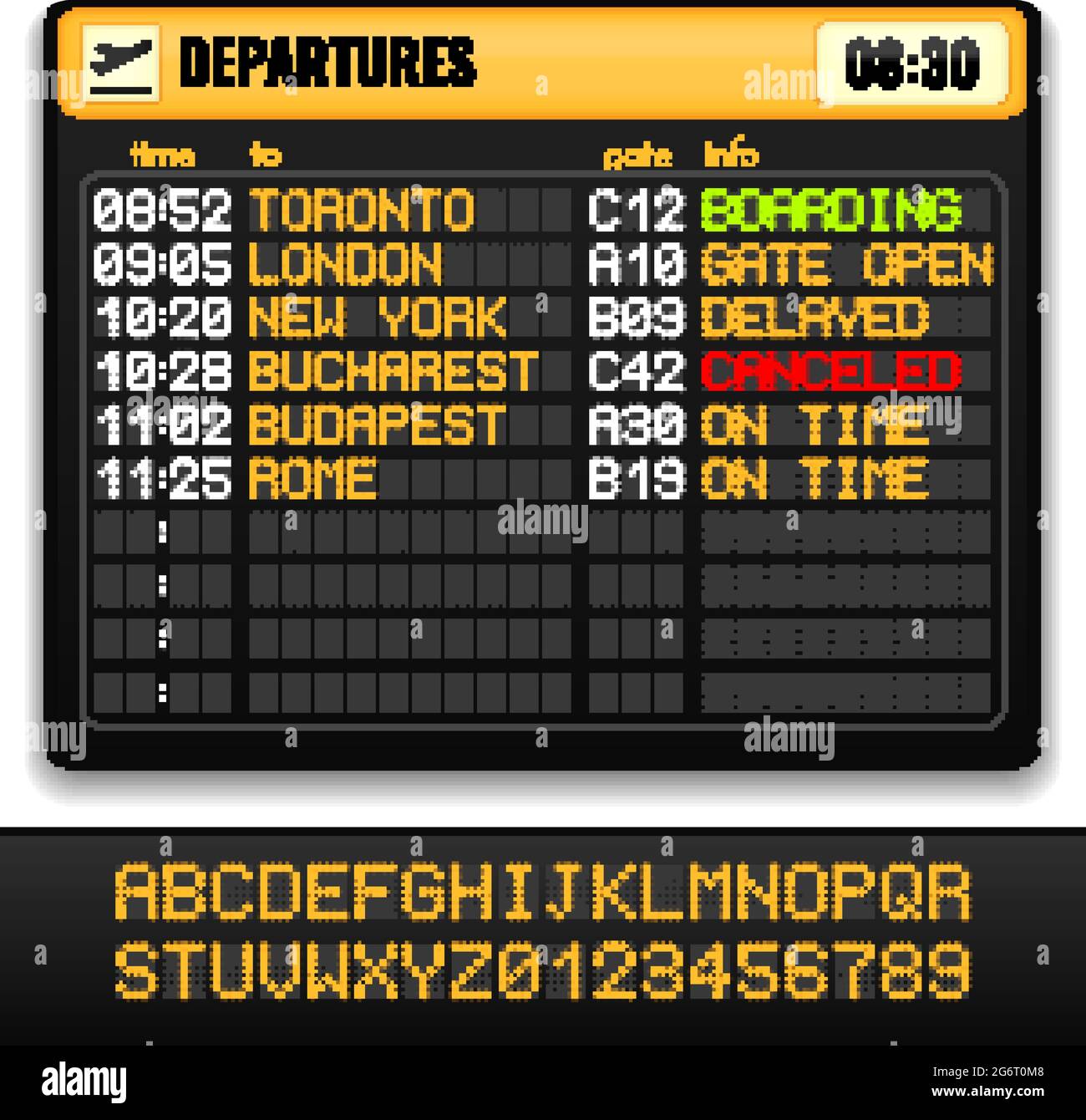 Airline Departures Flight Information Board Stock Vector Images - Alamy