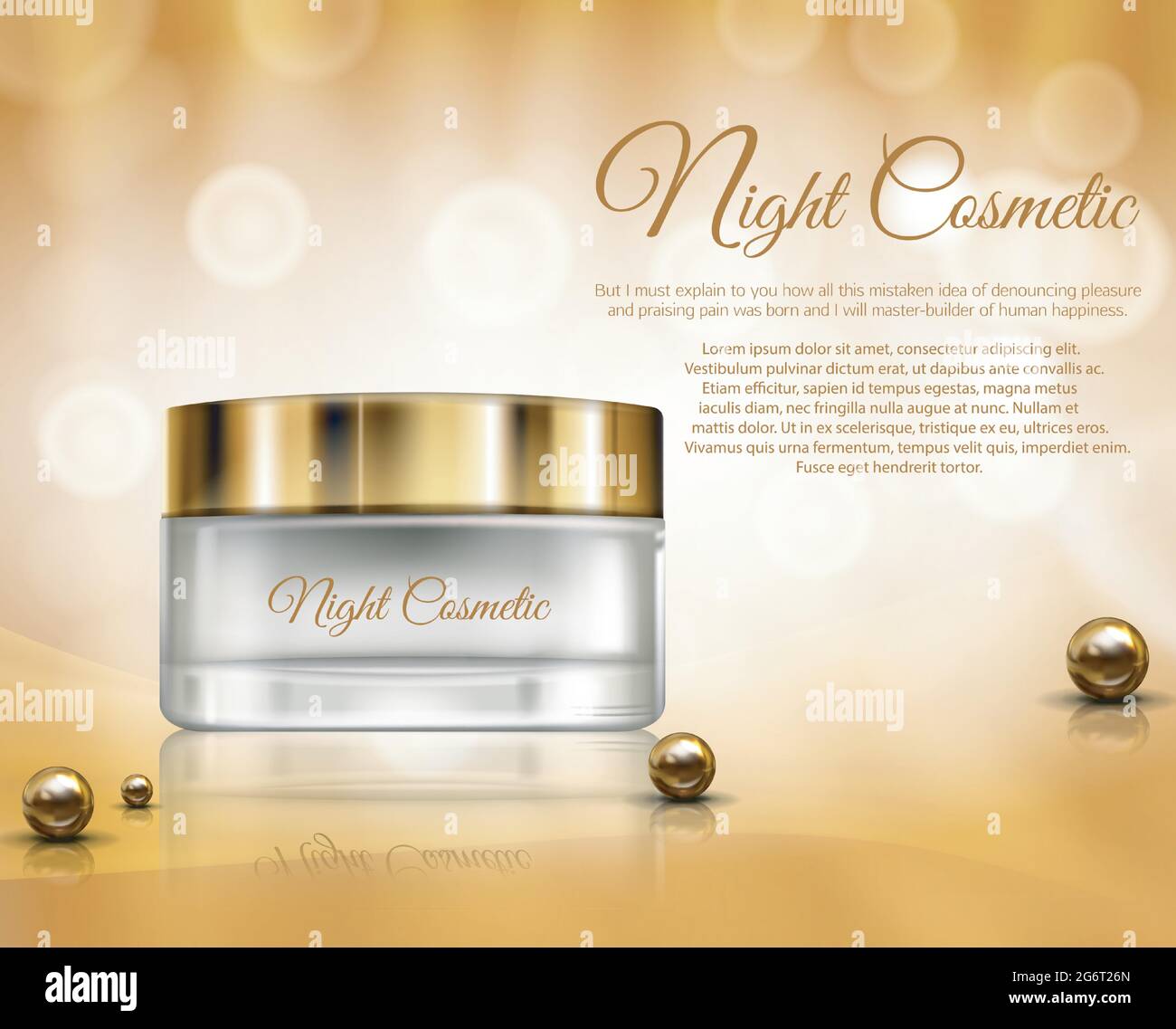 Women's night cosmetics line 3d realistic vector. moisturizing cream ...