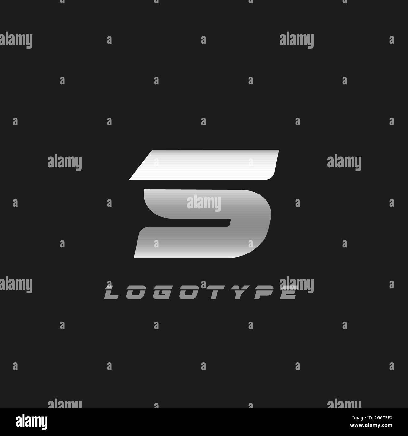 Blade silver letter S, bold italic cropped monogram. Aluminium iron ...