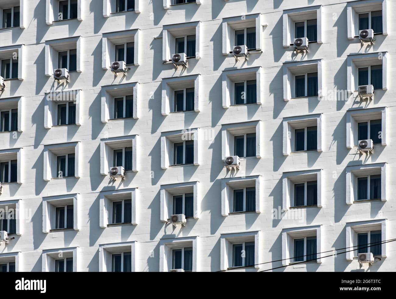 Old Soviet architecture. Background from windows of the building and ...