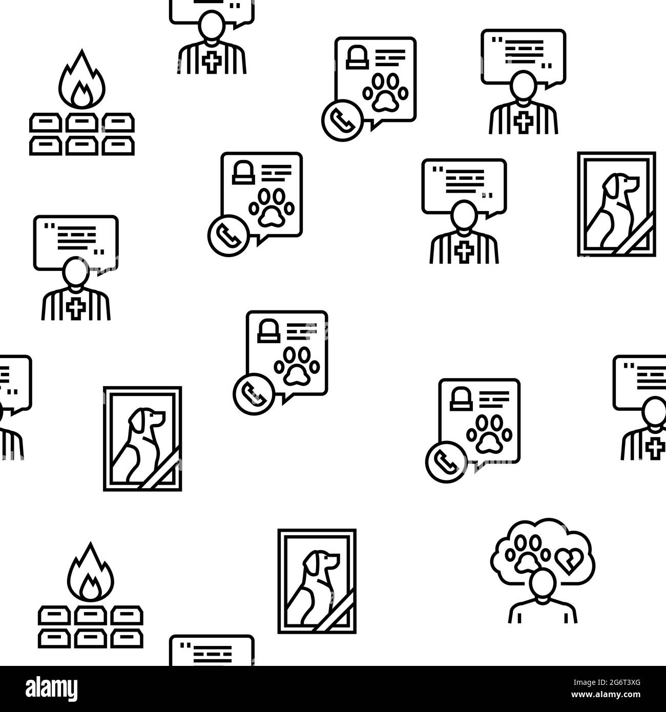Pet Funeral Cemetery Vector Seamless Pattern Stock Vector Image & Art ...