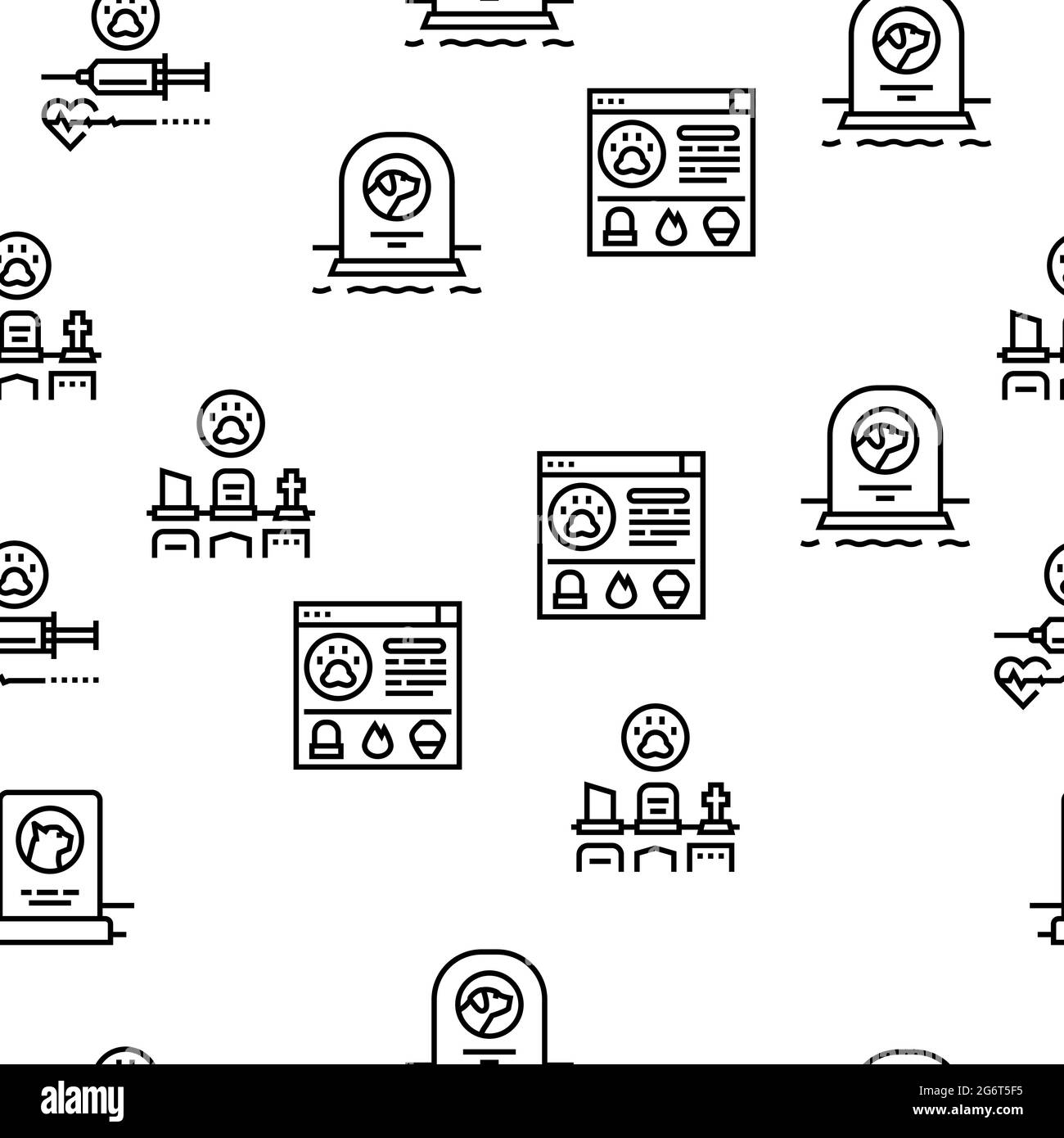Pet Funeral Cemetery Vector Seamless Pattern Stock Vector Image & Art ...