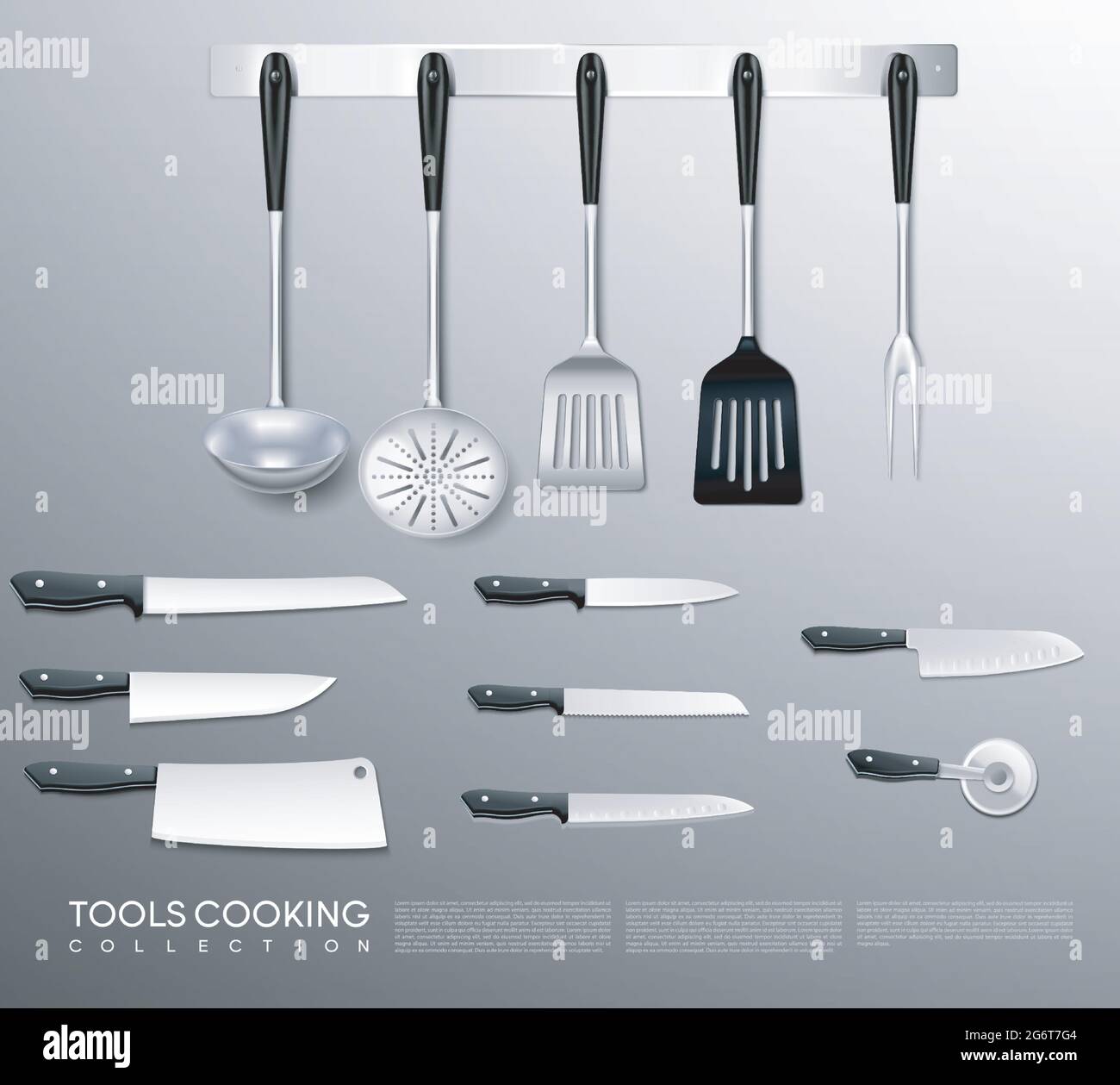 Realistic kitchen equipment collection with cooking tools Stock Vector ...