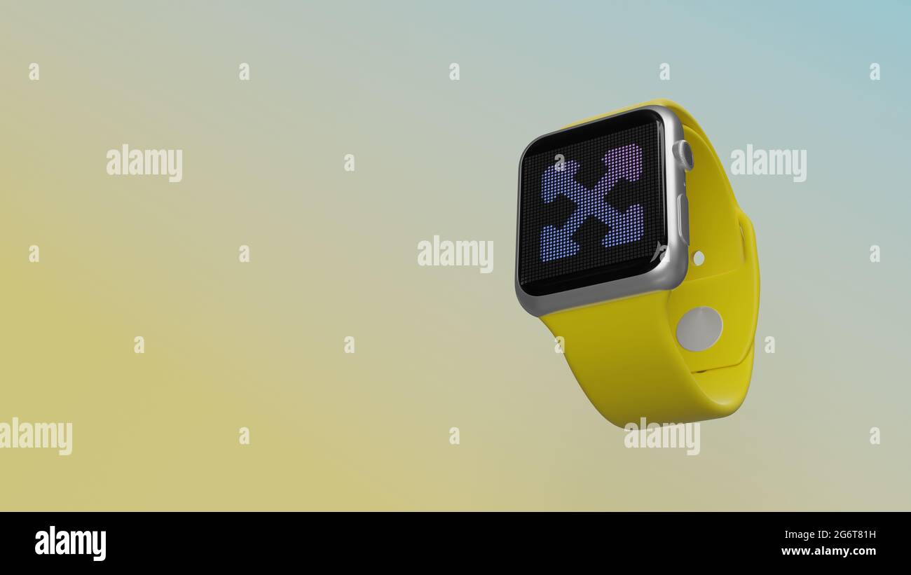 Smart watch 3d rendering with symbol of expand arrows with rounded ...