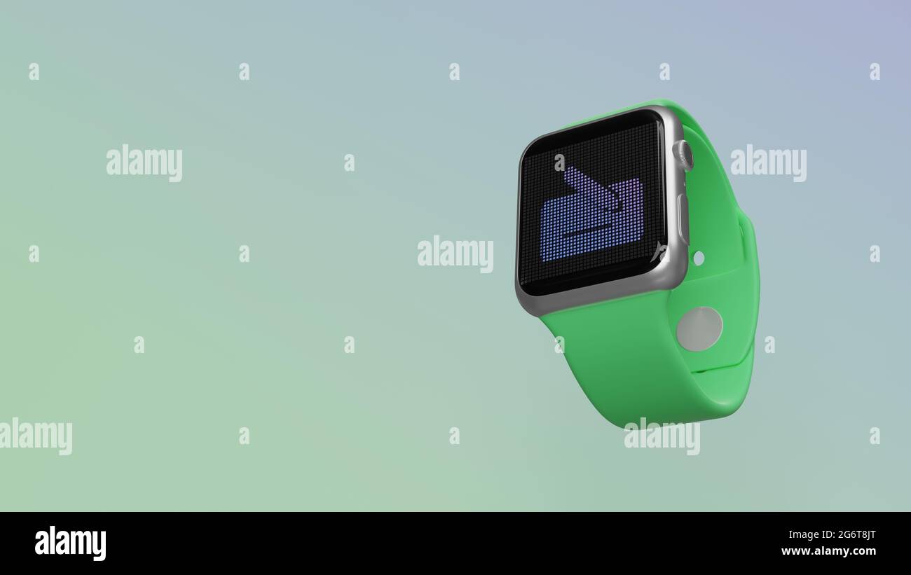 Smart watch 3d rendering with symbol of bank cheque with pen on lcd ...