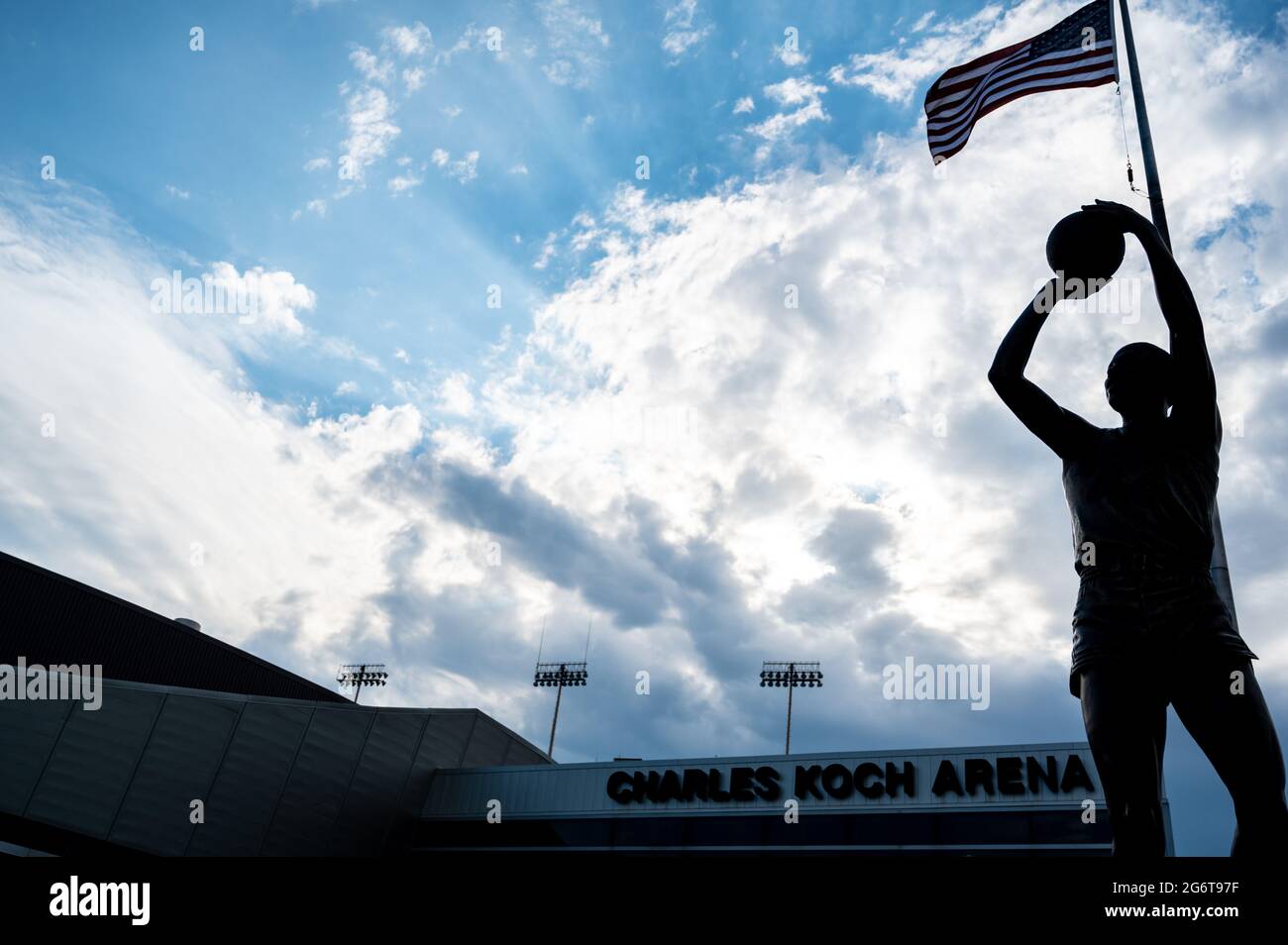Wichita, Kansas, USA: 6-2021: Statue in front of Charles Koch Arena on ...
