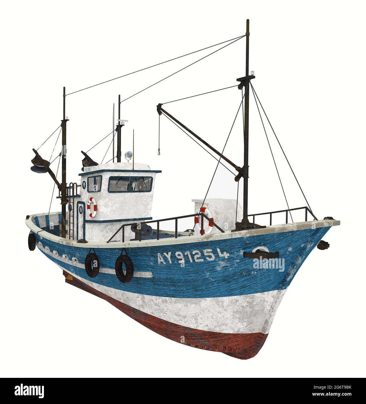 Fishing trawler isolated on white background Stock Photo - Alamy