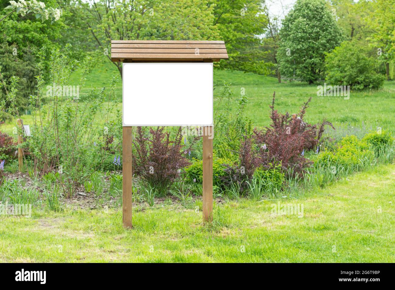 Beautiful landscaped park with space for text. Green environment in a ...