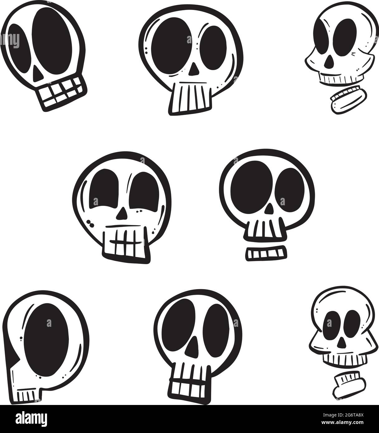 A Collection of Comical Cartoon Skulls Illustration Vector Stock Vector ...
