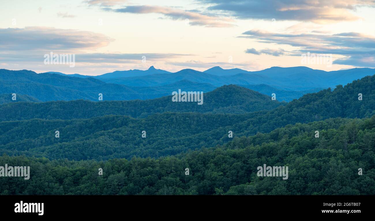 Panoramic view of the Blue Ridge Mountains near Linville, North ...
