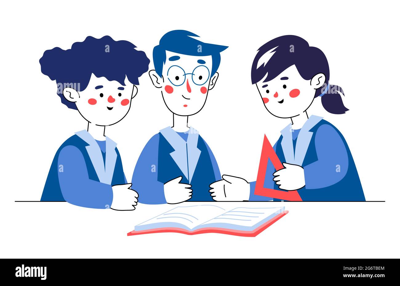 Children learning lessons - colorful line design style illustration ...