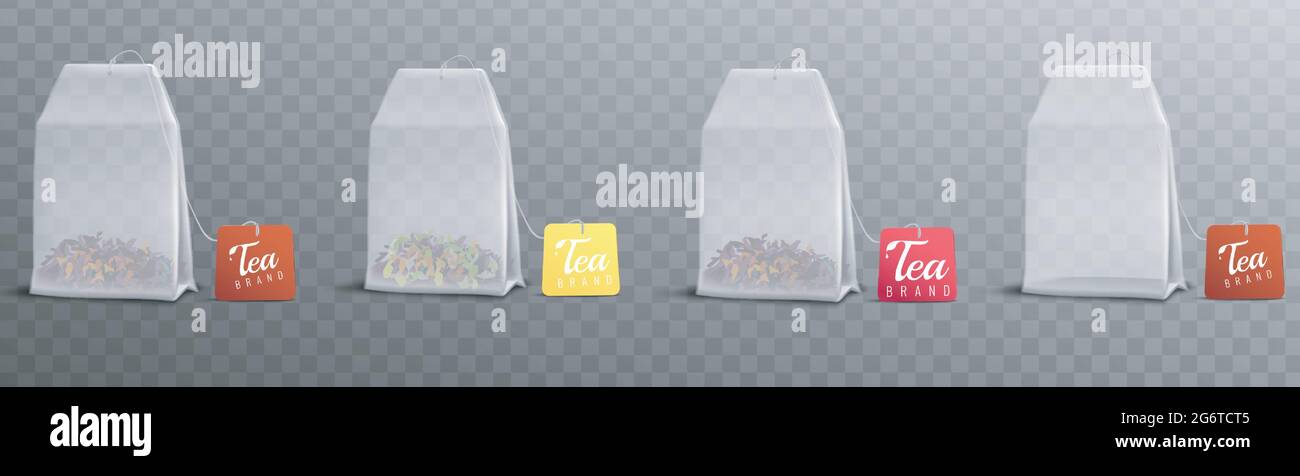Rectangular Shape Tea Bag Set. Mock Up With Empty Square, Rectangle ...