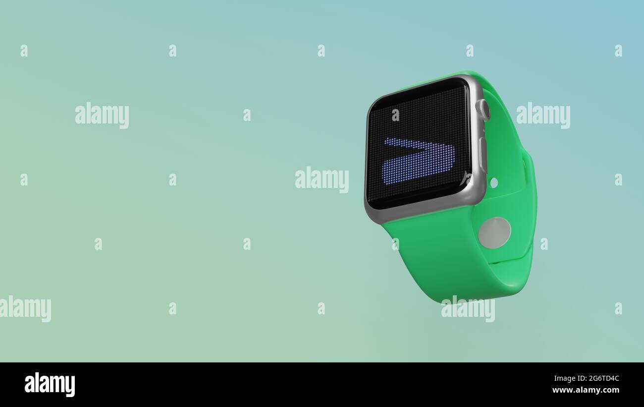 Smart watch 3d rendering with symbol of open printer scanner on lcd ...