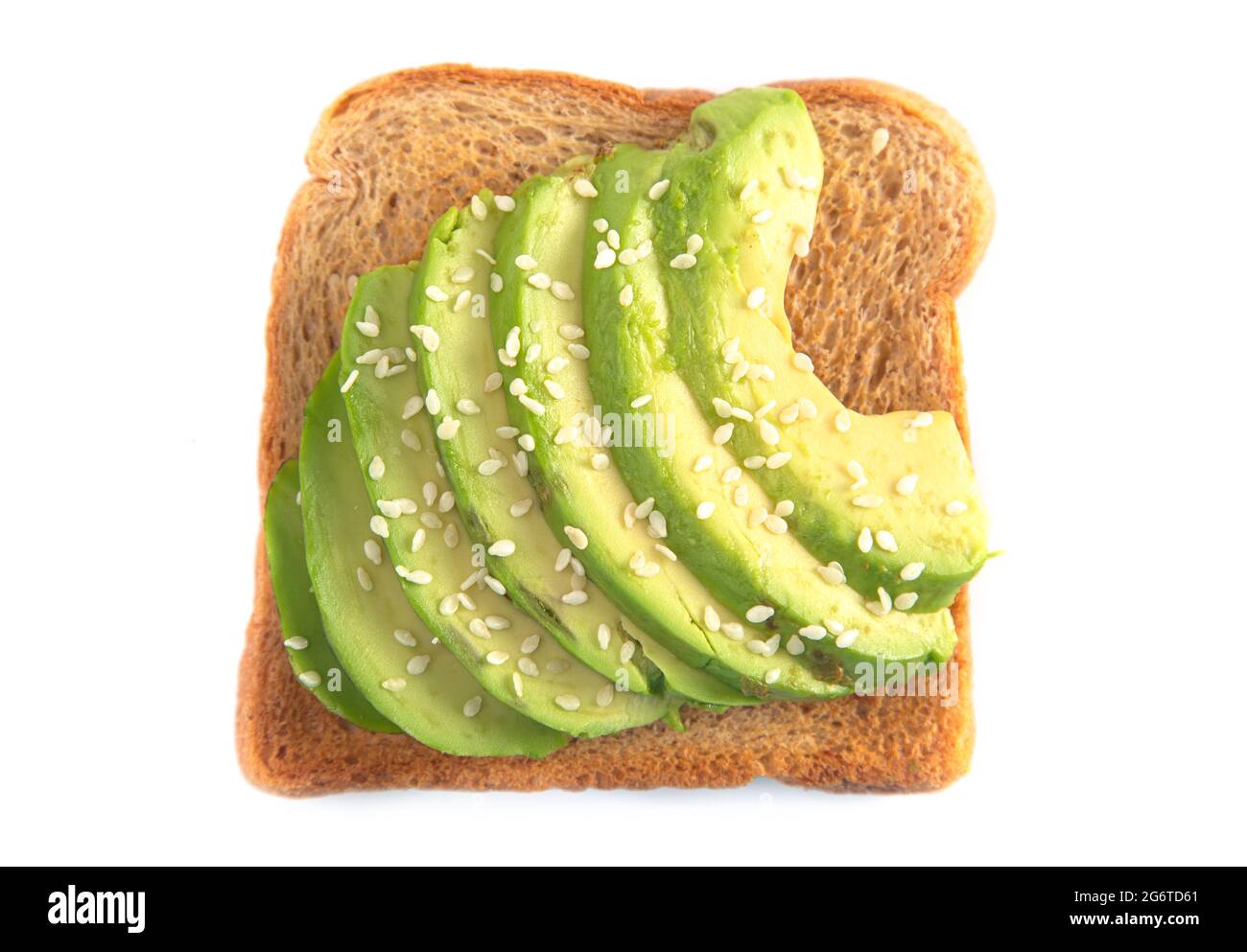 Sesame Seed Avocado Toast with Toppings Isolated on a White Background ...