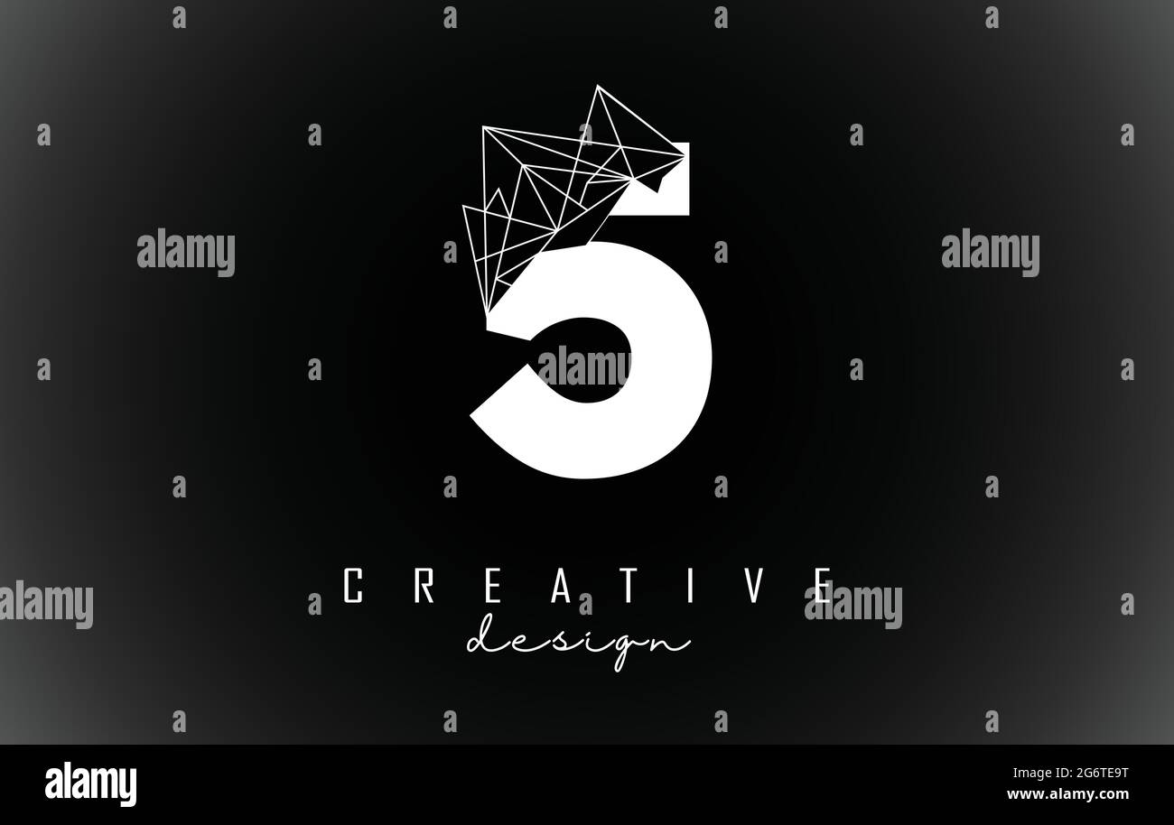 Number 5 logo design with broken stone detail. Vector Illustration with ...