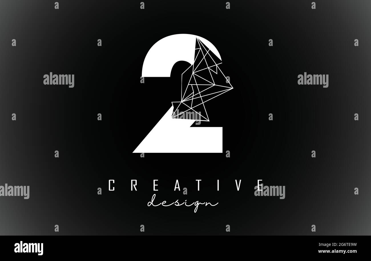 Number 2 logo design with broken stone detail. Vector Illustration with ...