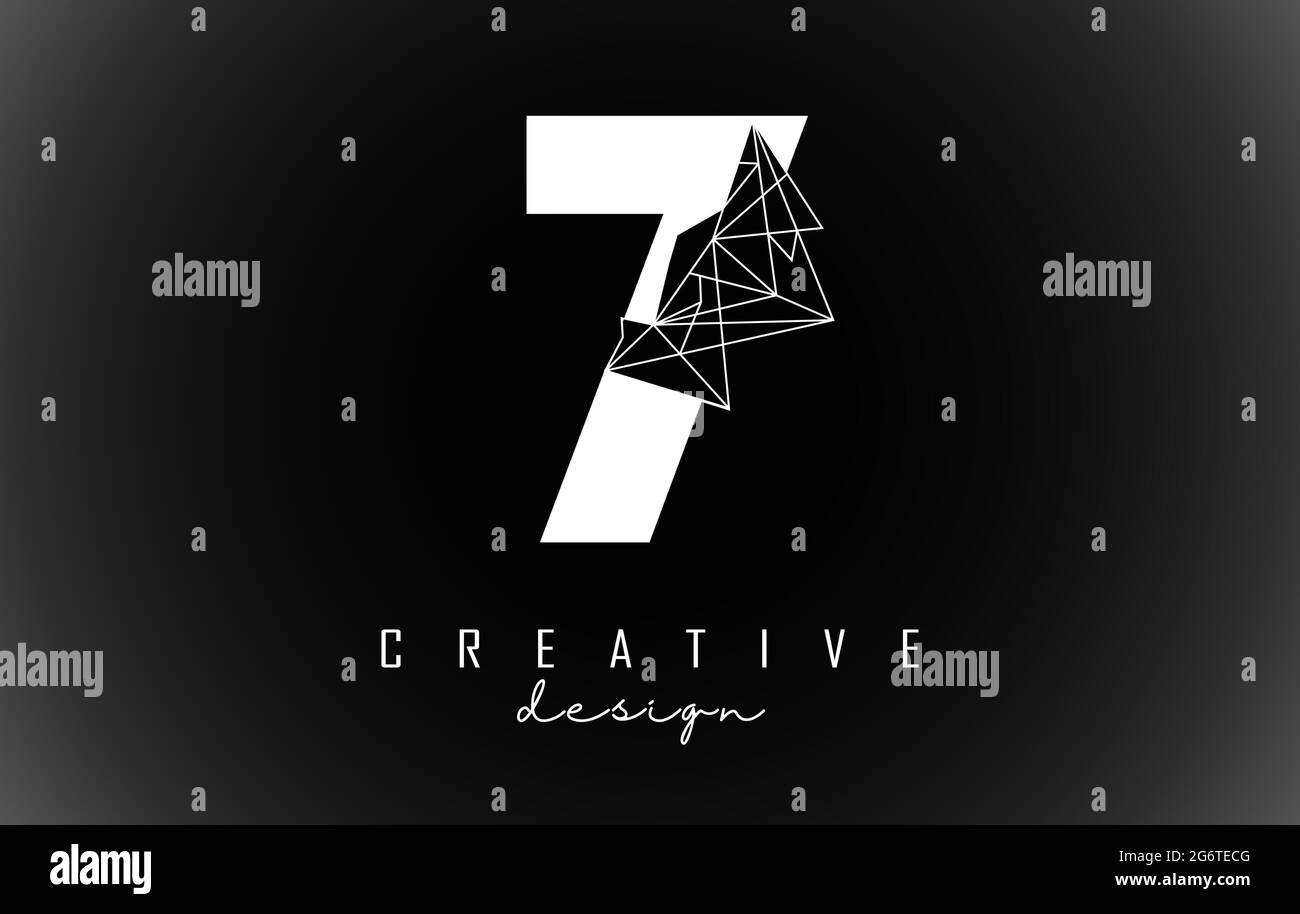 Number 7 logo design with broken stone detail. Vector Illustration with ...
