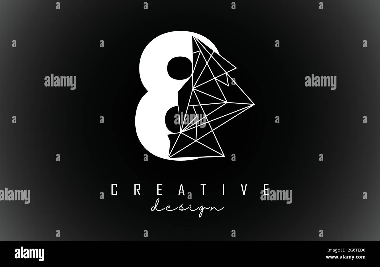 Number 8 logo design with broken stone detail. Vector Illustration with ...