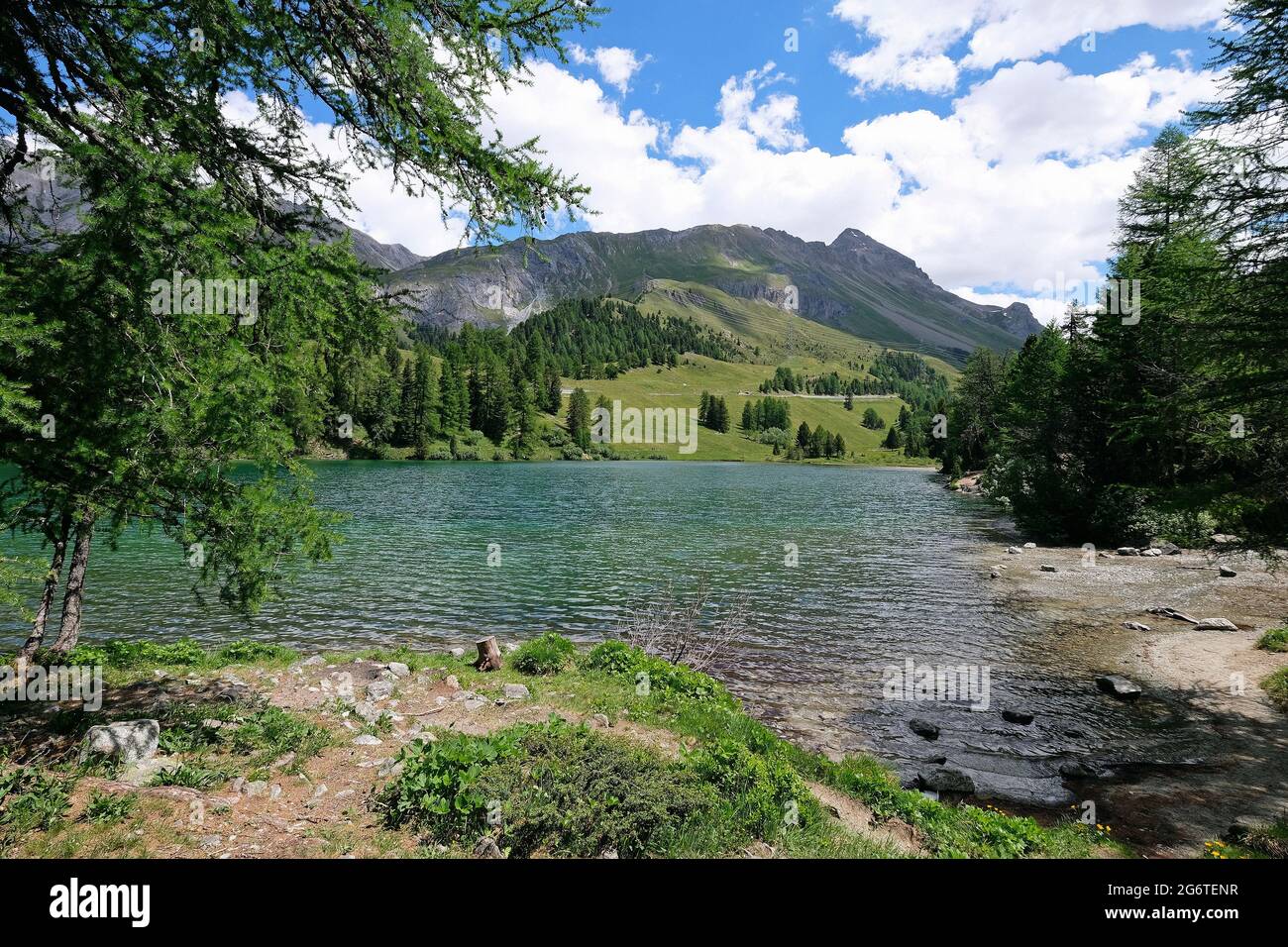 Lake Palpuogna, Lai da Palpuogna, in the Albula Alps, Canton Grisons ...