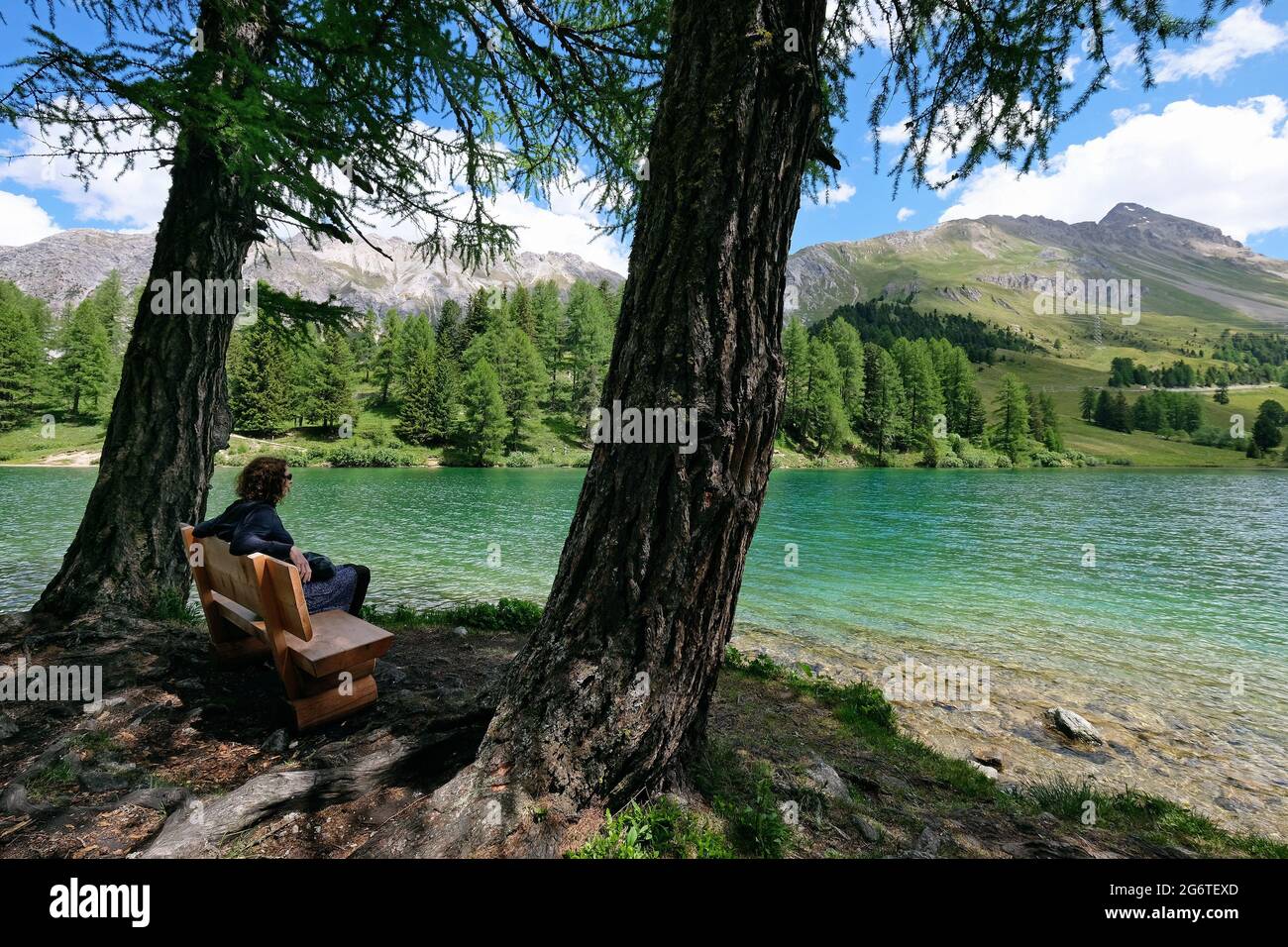 Lake Palpuogna, Lai da Palpuogna, in the Albula Alps, Canton Grisons ...
