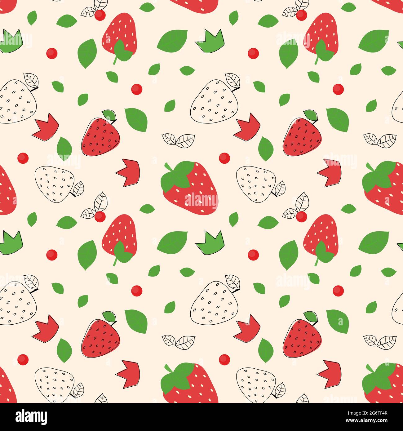 Strawberry seamless pattern with leaves vector illustration Stock ...