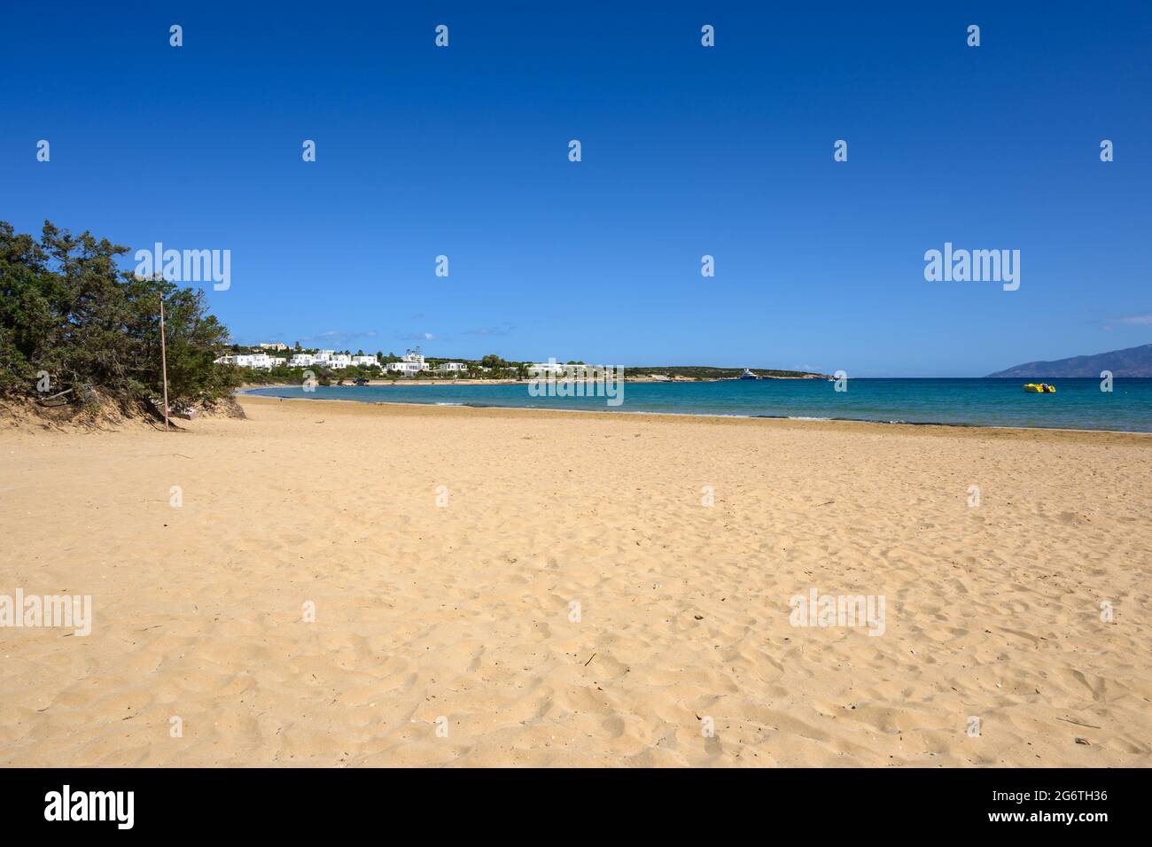 Santa Maria beach with soft sand on Paros island, Cyclades, Greece ...