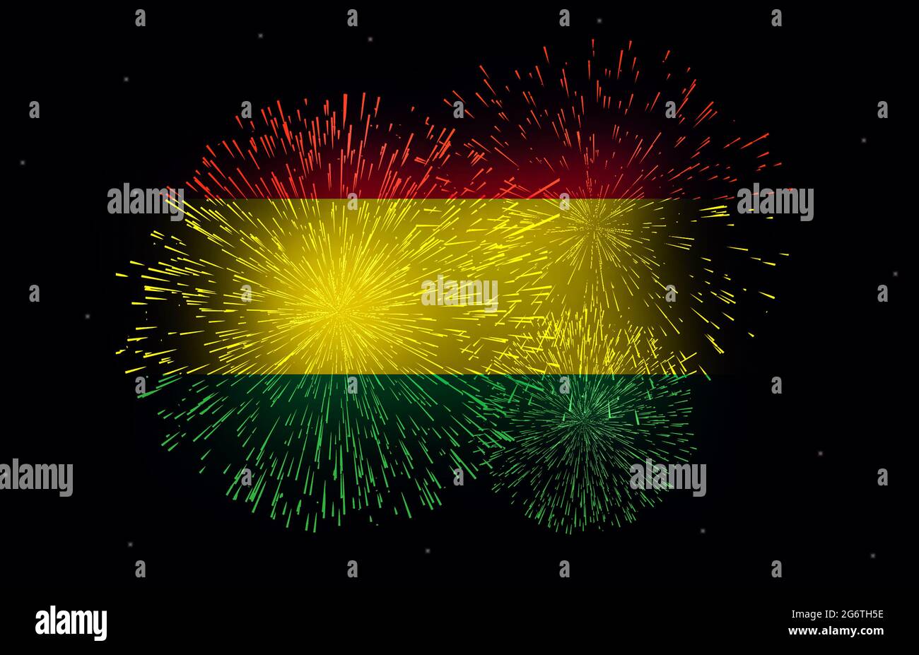 Bolivia Independence Day Celebration with Fireworks in the night in sky ...