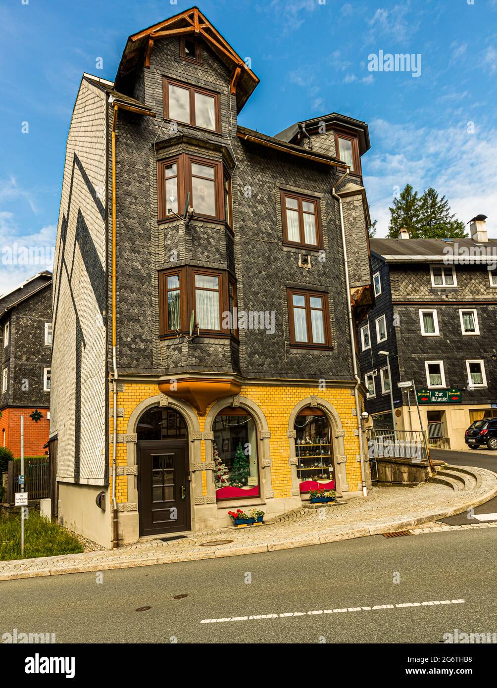 Slate houses in Lauscha, Germany Stock Photo - Alamy