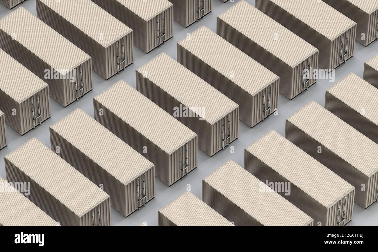 set of metal containers for freight shipping. 3d render Stock Photo - Alamy