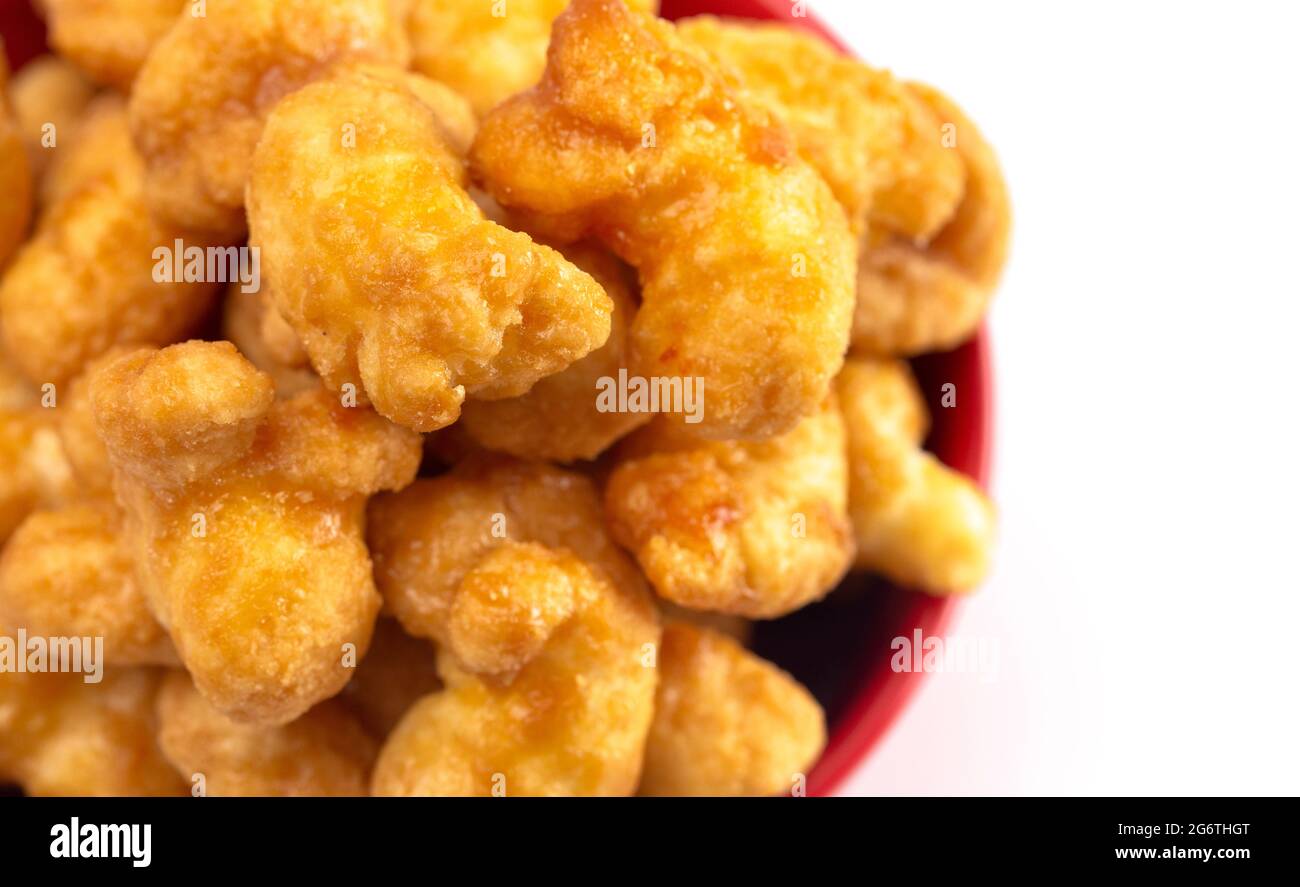 Caramel Puff Corn Popcorn Isolated on a White Background Stock Photo ...