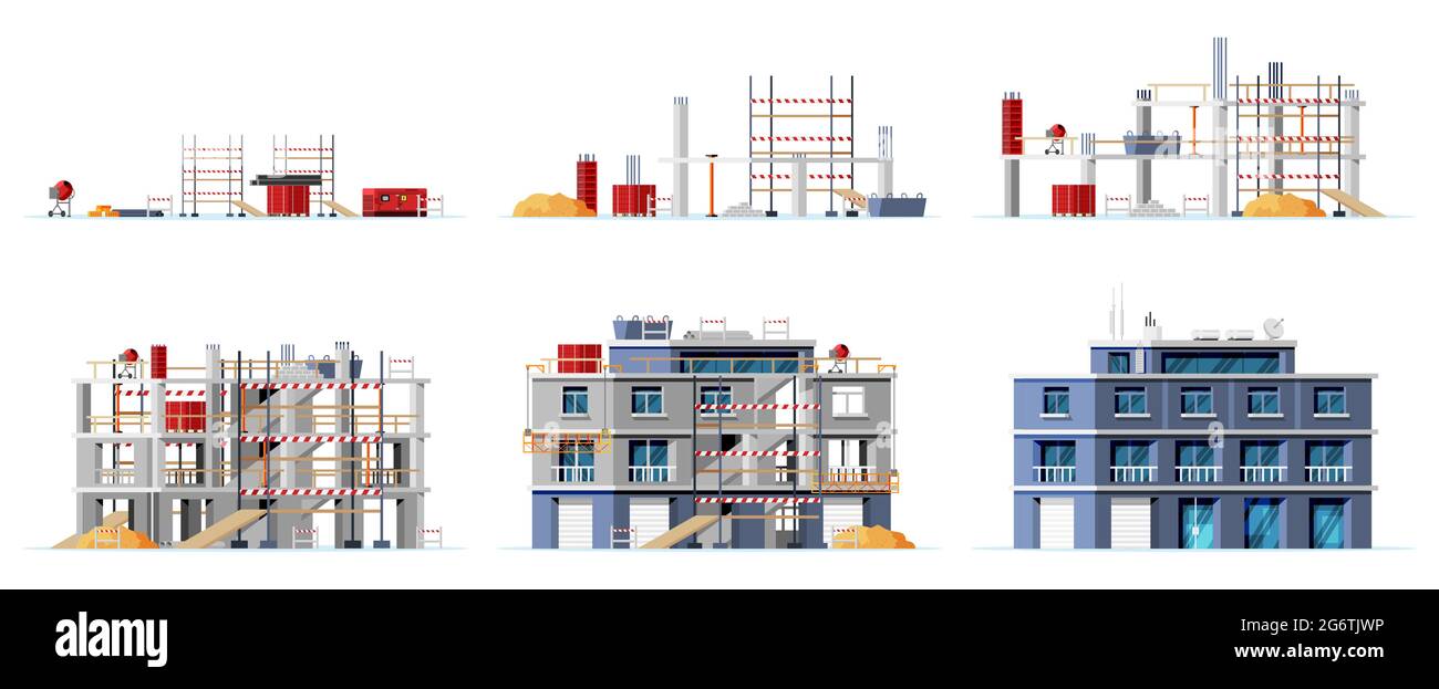 Construction Site Stages Isolated on White Stock Vector Image & Art - Alamy
