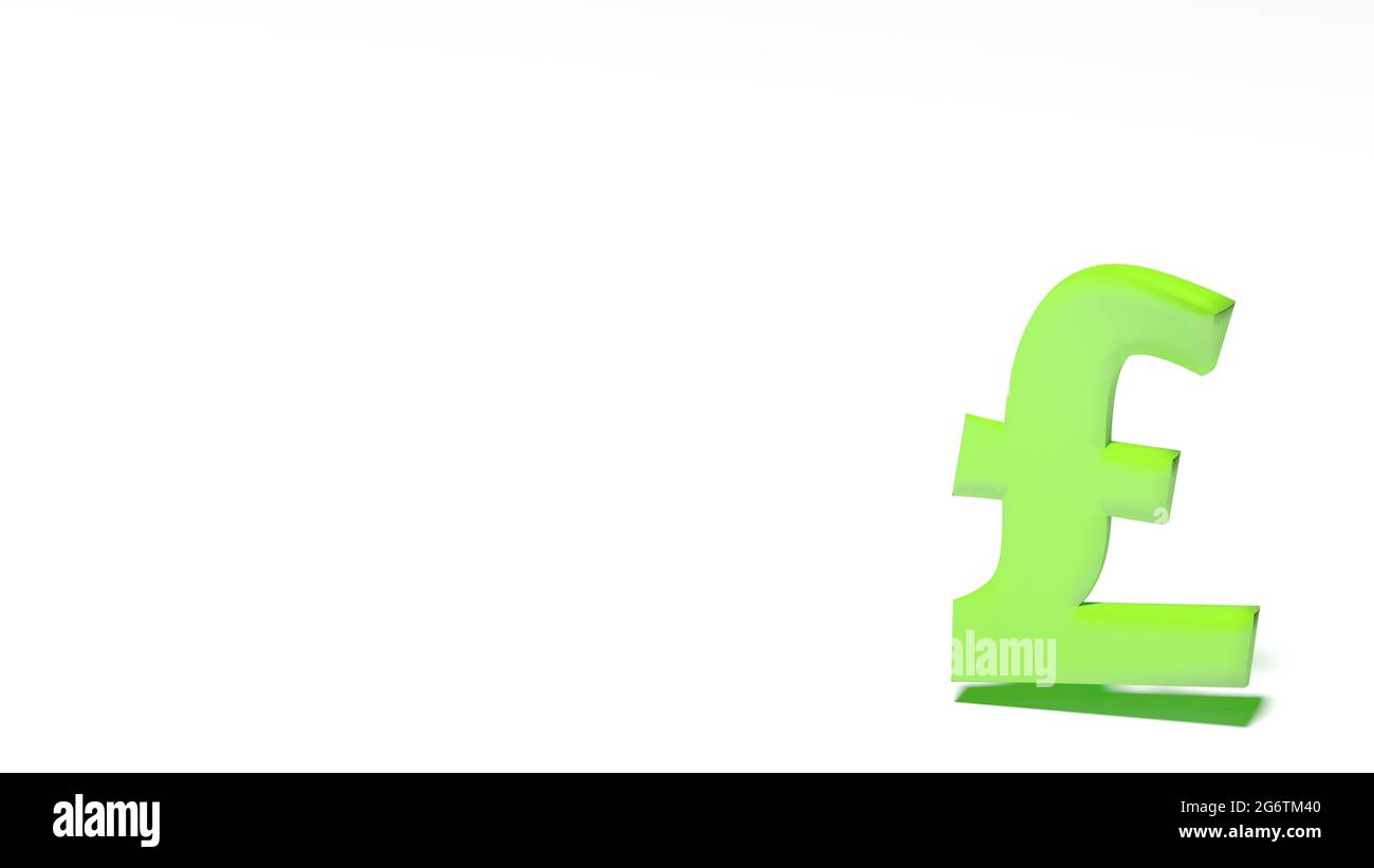 White background with green pound sign at right side - 3D rendering ...