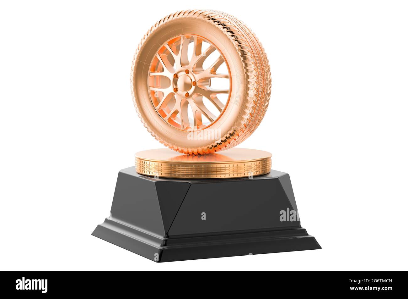 Car wheel golden award concept. 3D rendering isolated on white ...