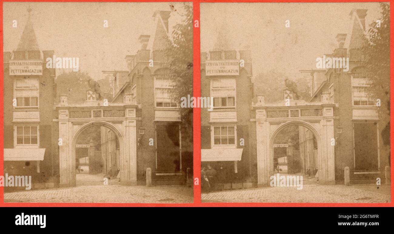 Leiden, Holland. Entrance gate to the Motte-fortification in the center ...