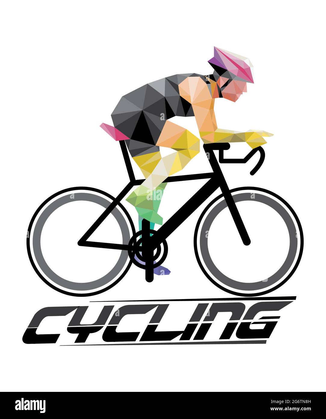 Cycling low poly graphic illustration with a bike riding on a bicycle ...