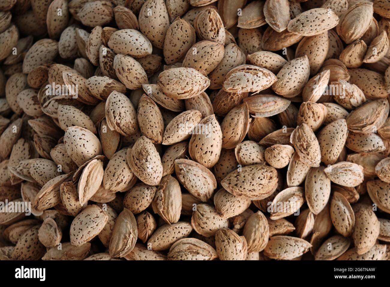 Almond in shell background. Heap of raw almond kernels Stock Photo - Alamy