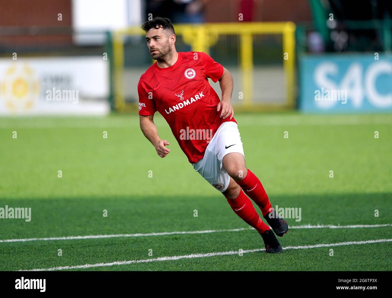 Larne's David McDaid celebrates scoring their side's first goal of the ...