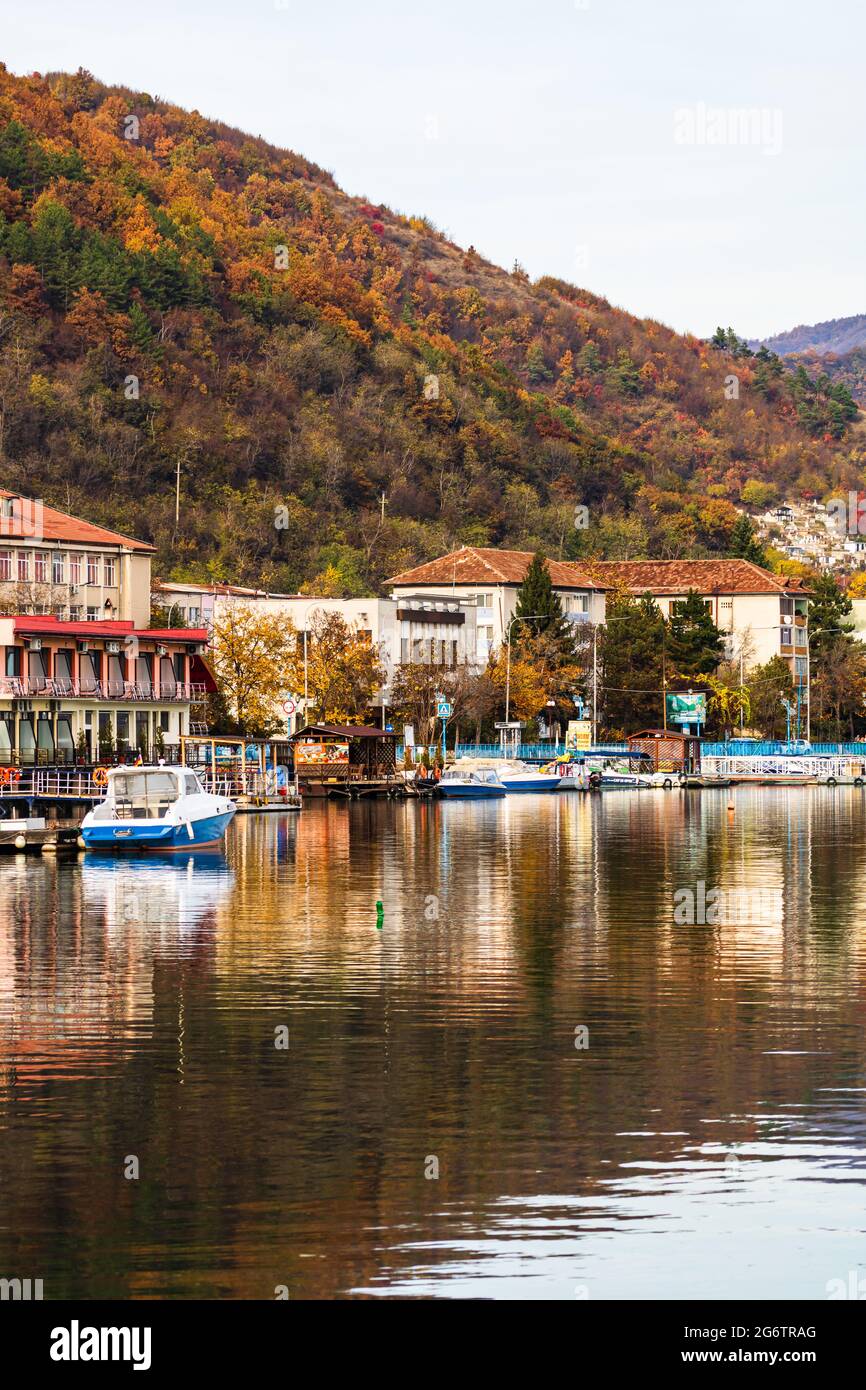 View of Danube river and Orsova city, waterfront view. Orsova, Romania ...