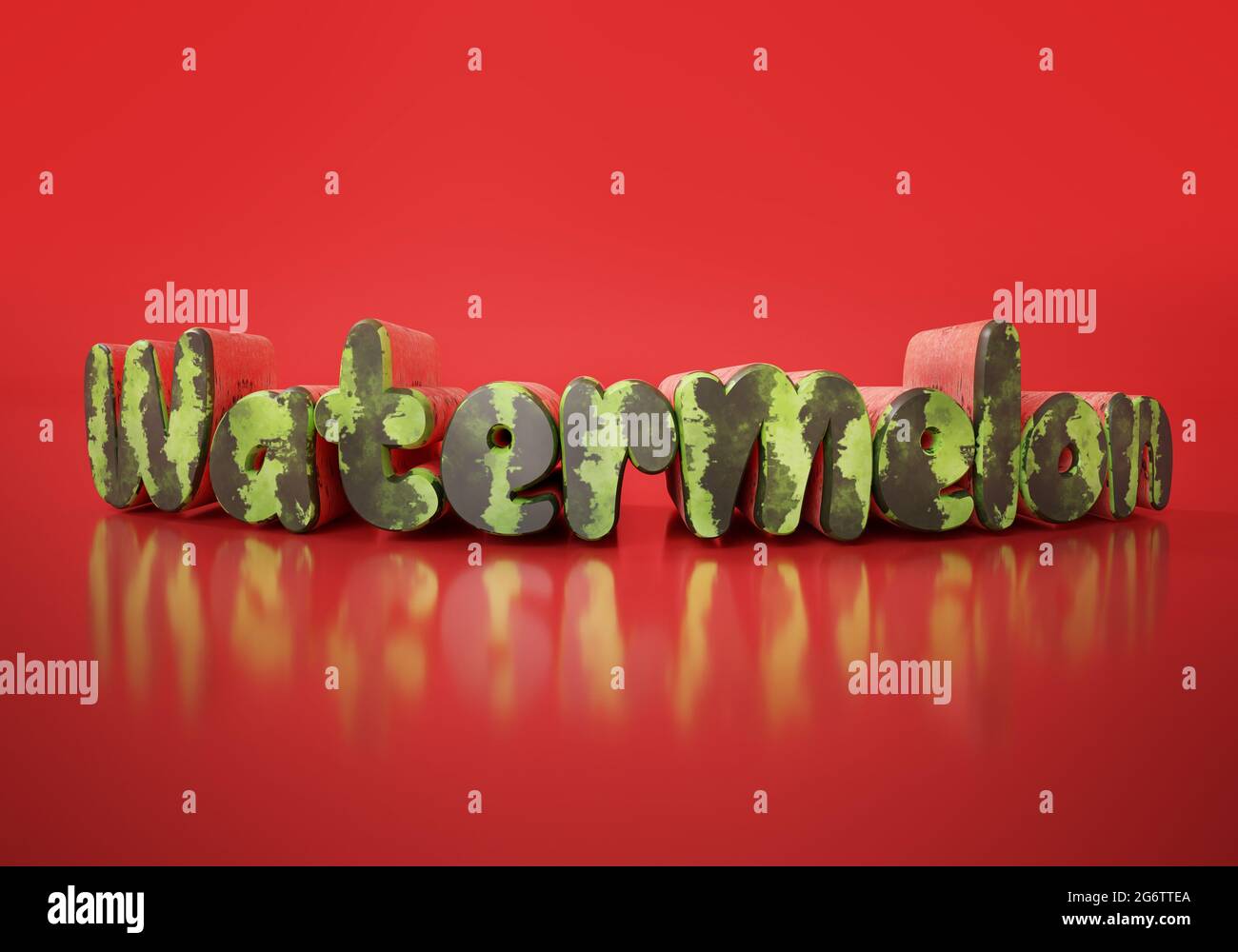 Watermelon word on write on watermelon texture red background .3D ...