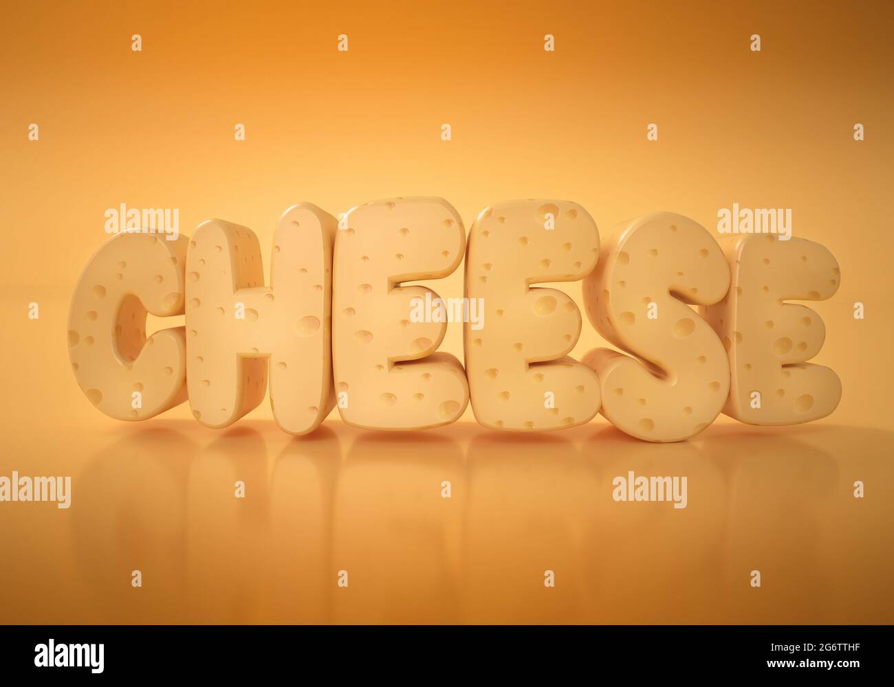 Cheese word on write on cheese texture yello background .3D ...