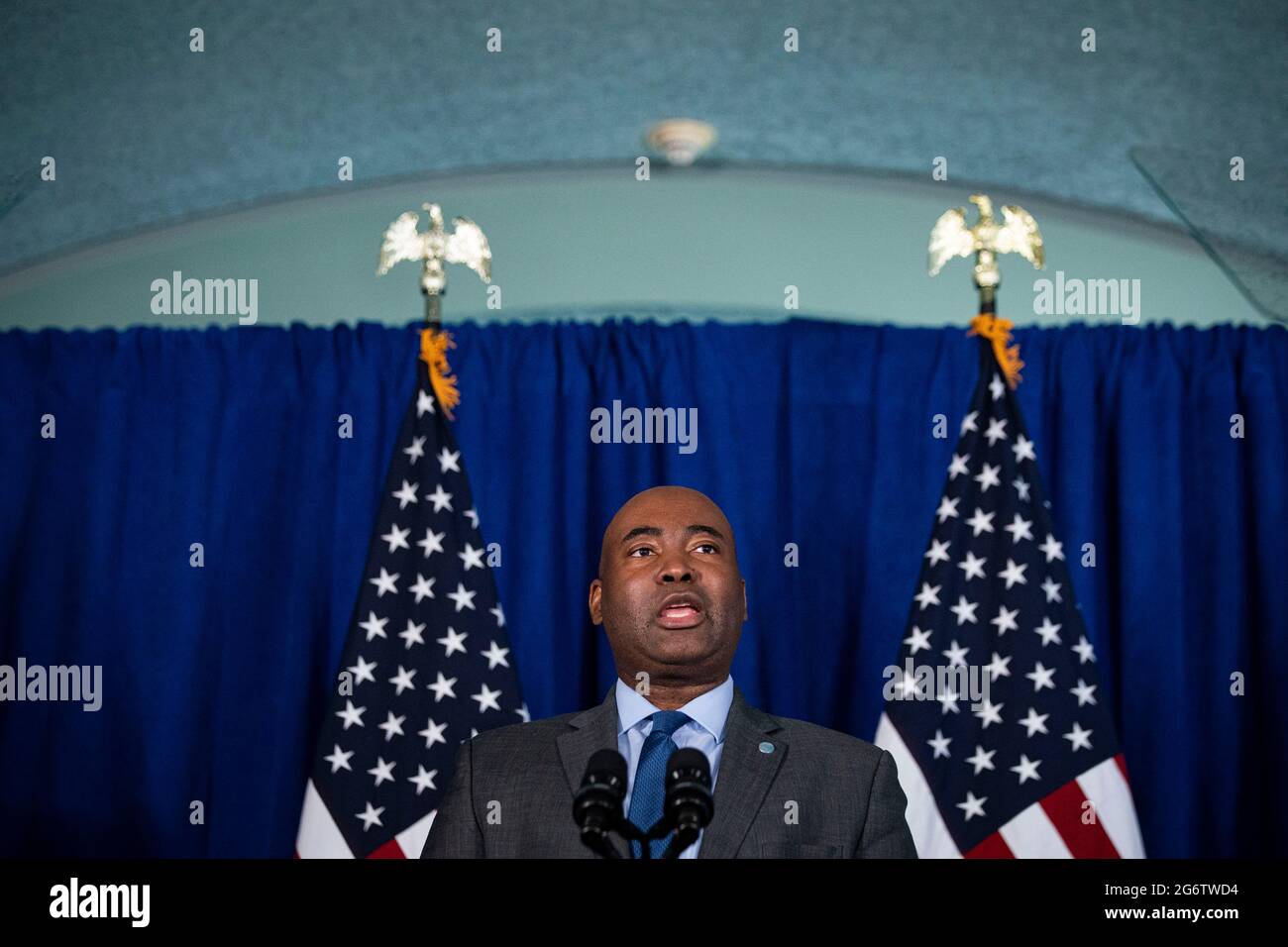 Jaime Harrison, chairman of the Democratic National Committee, speaks ...