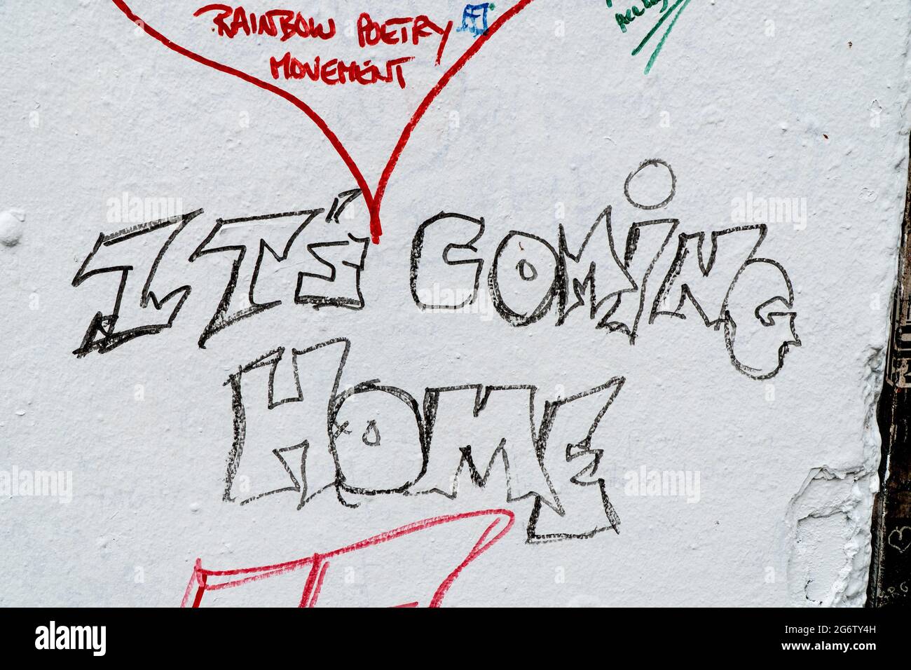 Euros 21 Grafitti on the famous wall of Abbey Road Studios in North ...