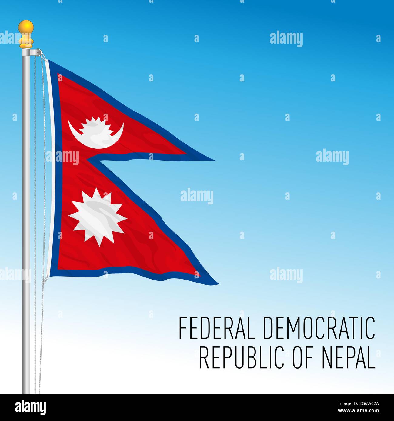 Nepal official national flag, asiatic country, vector illustration ...