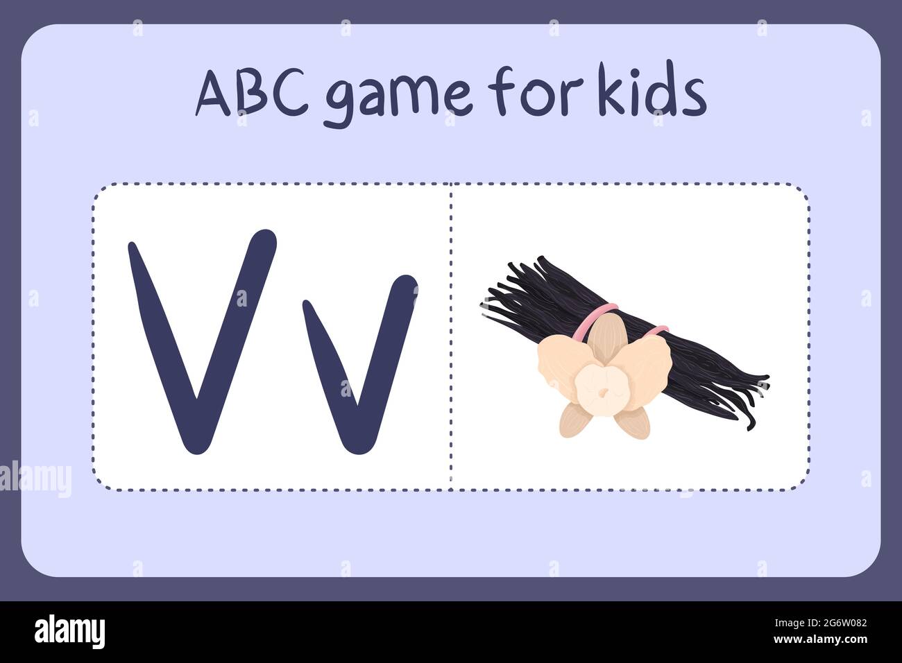 Kid alphabet mini games in cartoon style with letter V -vanilla. Vector ...